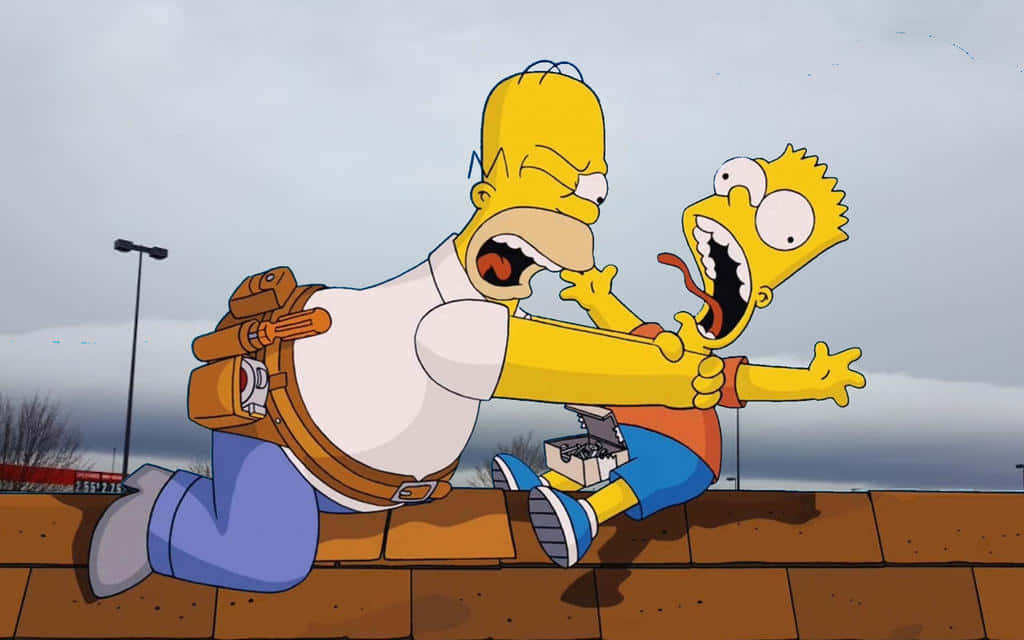 Homer Choking Bart Simpson Wallpaper WallpapersOK