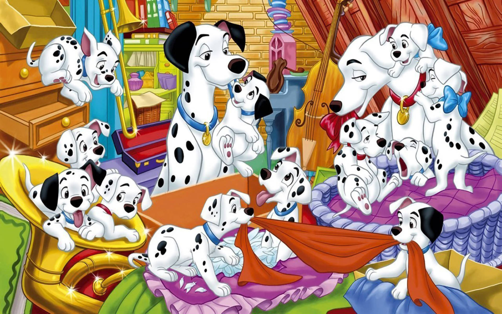 101 Dalmatians In Storage Room Wallpaper WallpapersOK