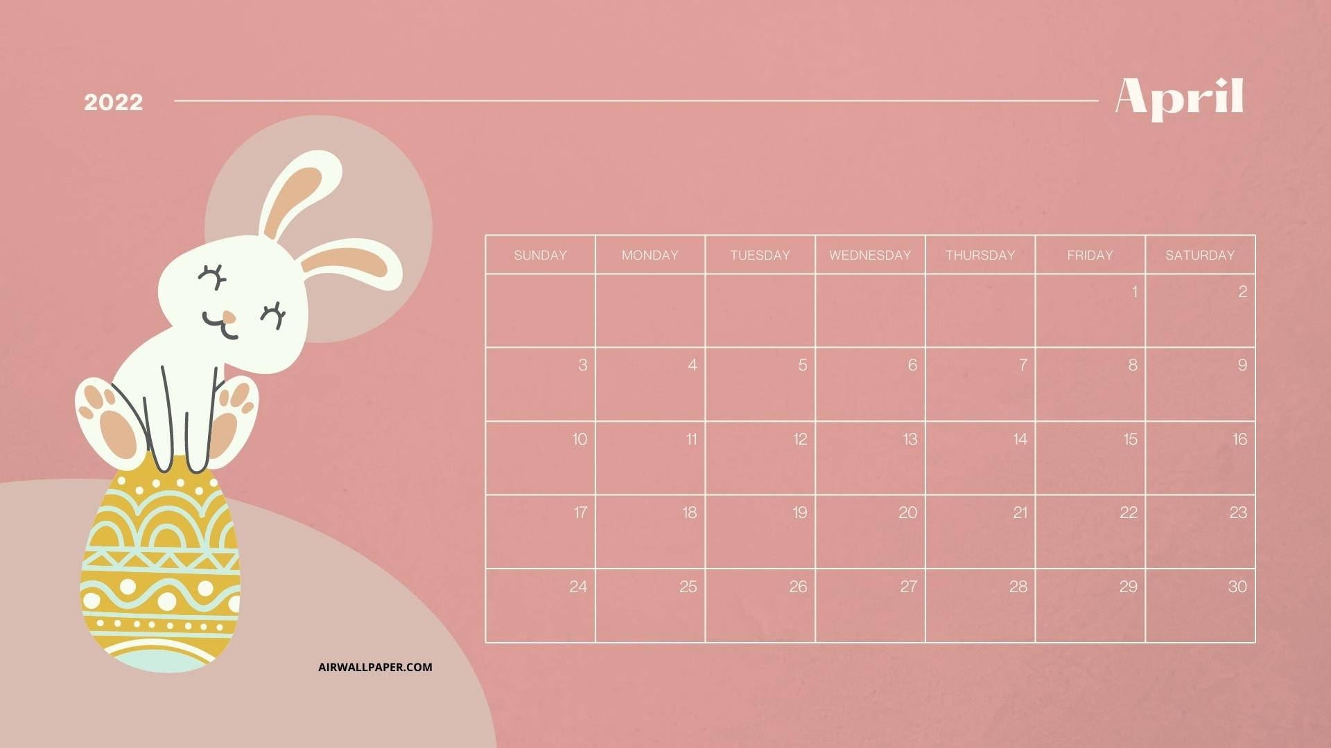 Cute Calendar April 2022 Printable