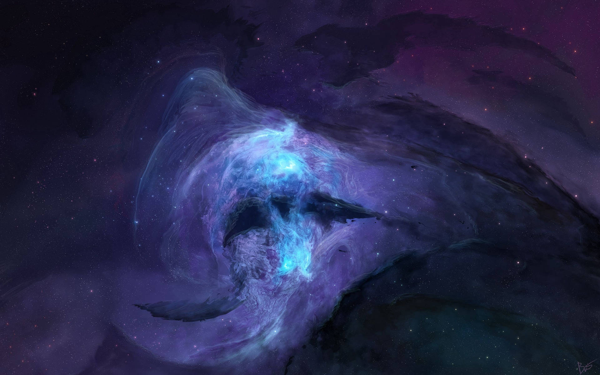 Blue And Black Nebula Wallpaper Nebula Universe Space A.S. Creation AS