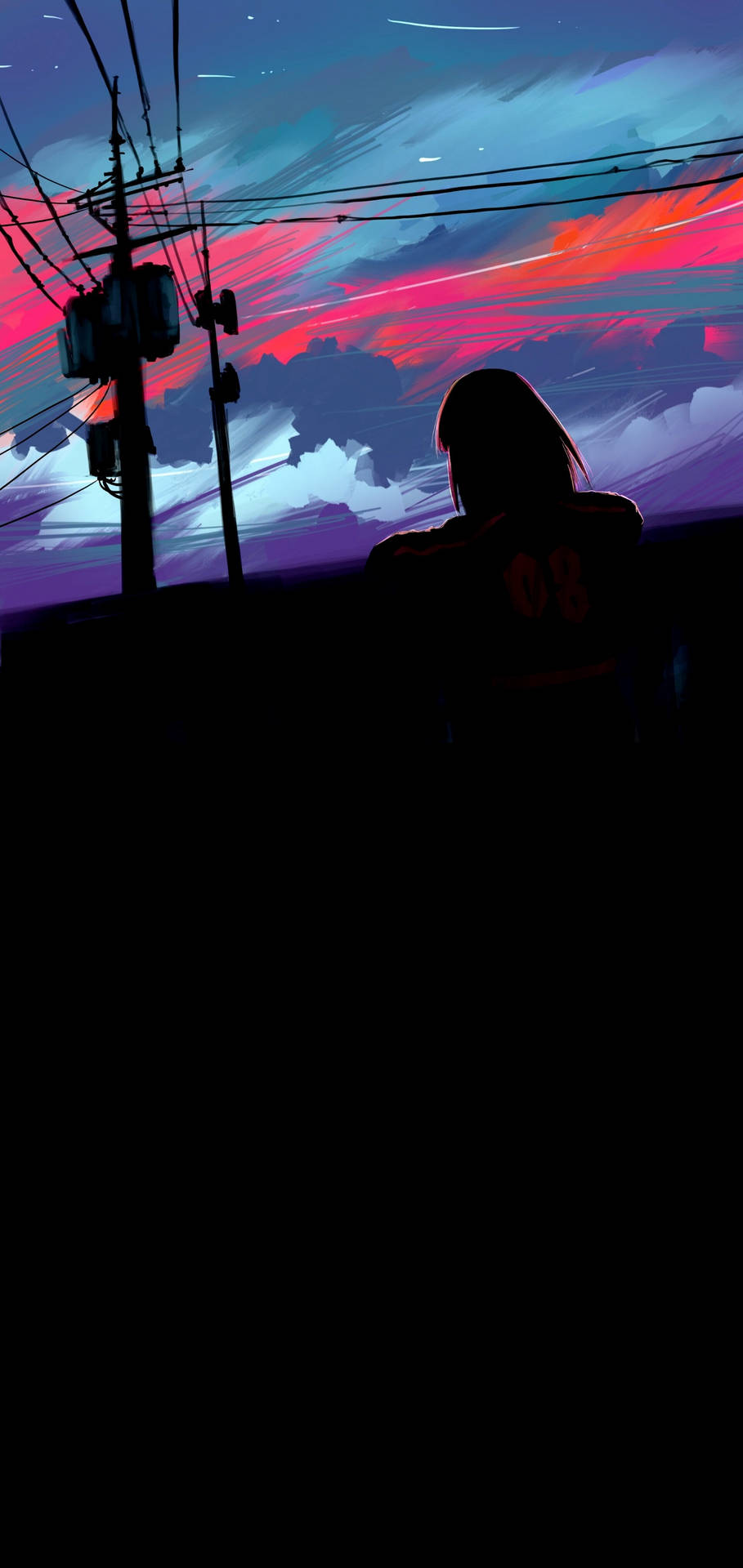 Cool Iphone 11 Anime Aesthetic Girl Looking At Sky Wallpaper WallpapersOK