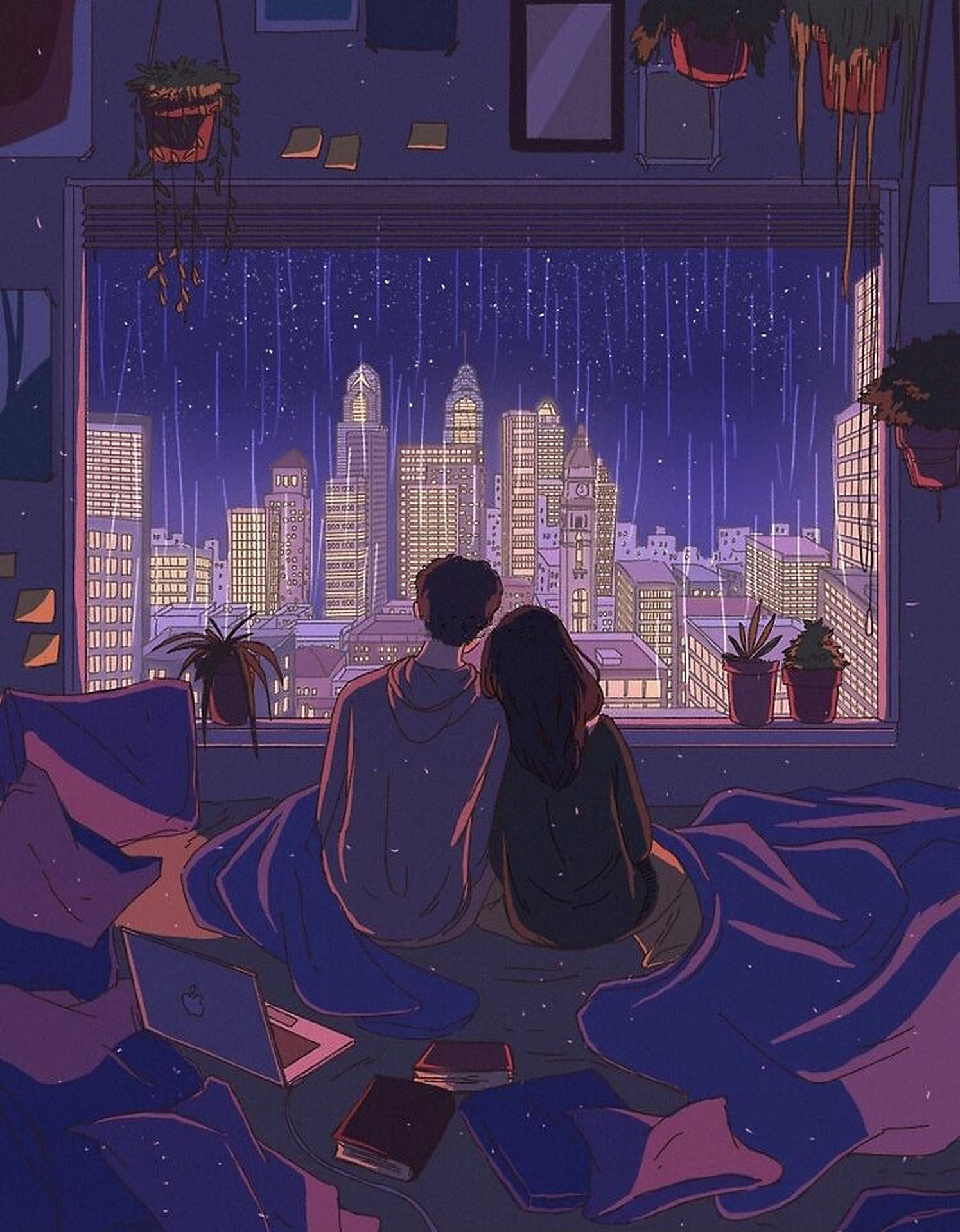 Cute Anime Couples Cuddling Drawings