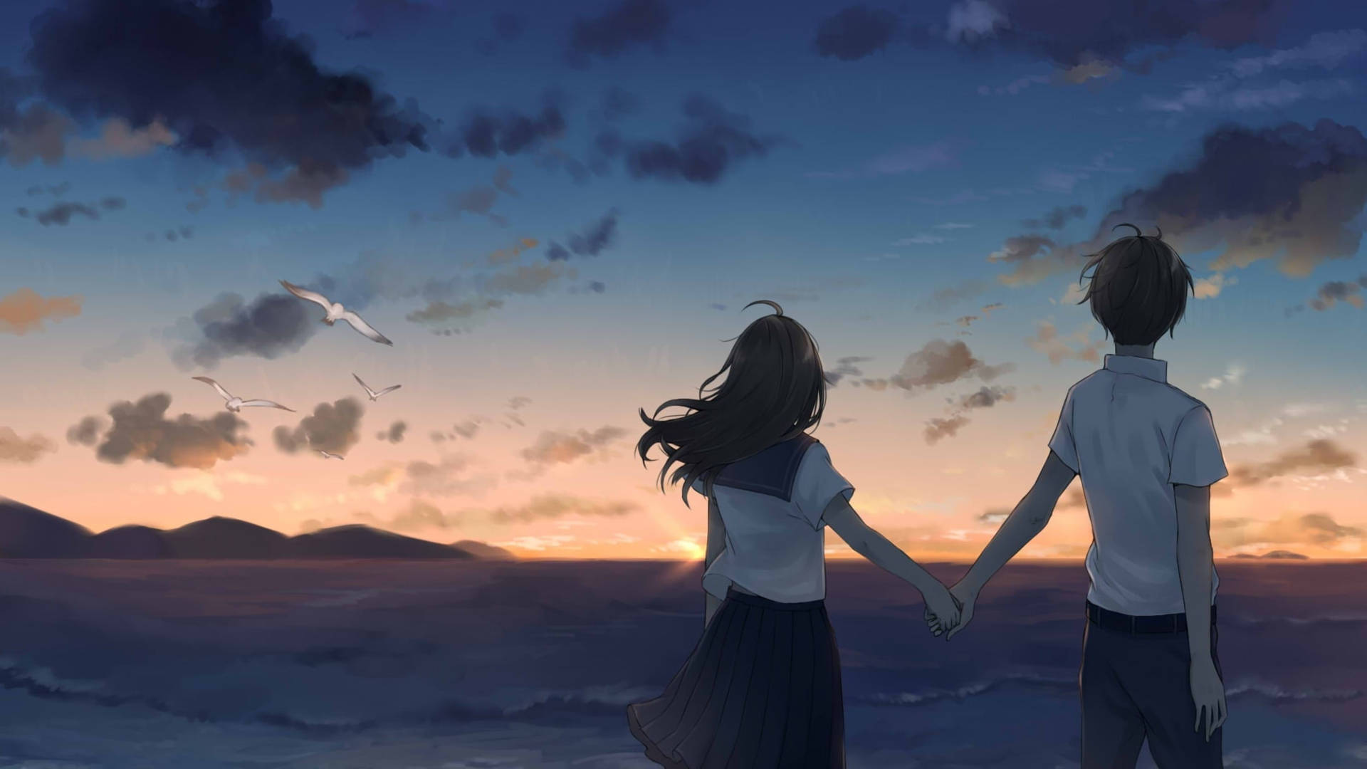 Cute Anime Couples Drawings Holding Hands Anime Couple Anime Couple