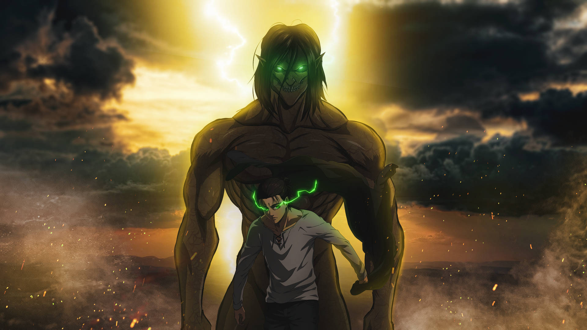 Eren Jaeger Titan Form Wallpaper 1024x600px | Free Download | HD
