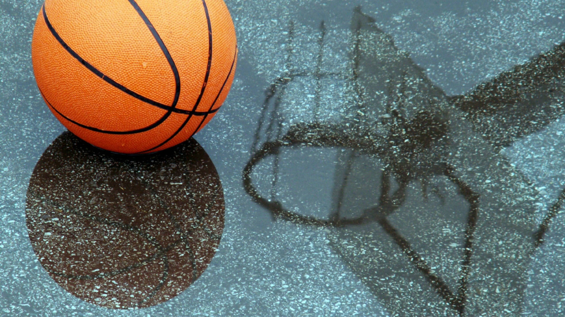 Hd Basketball Ball In Wet Ground Wallpaper WallpapersOK
