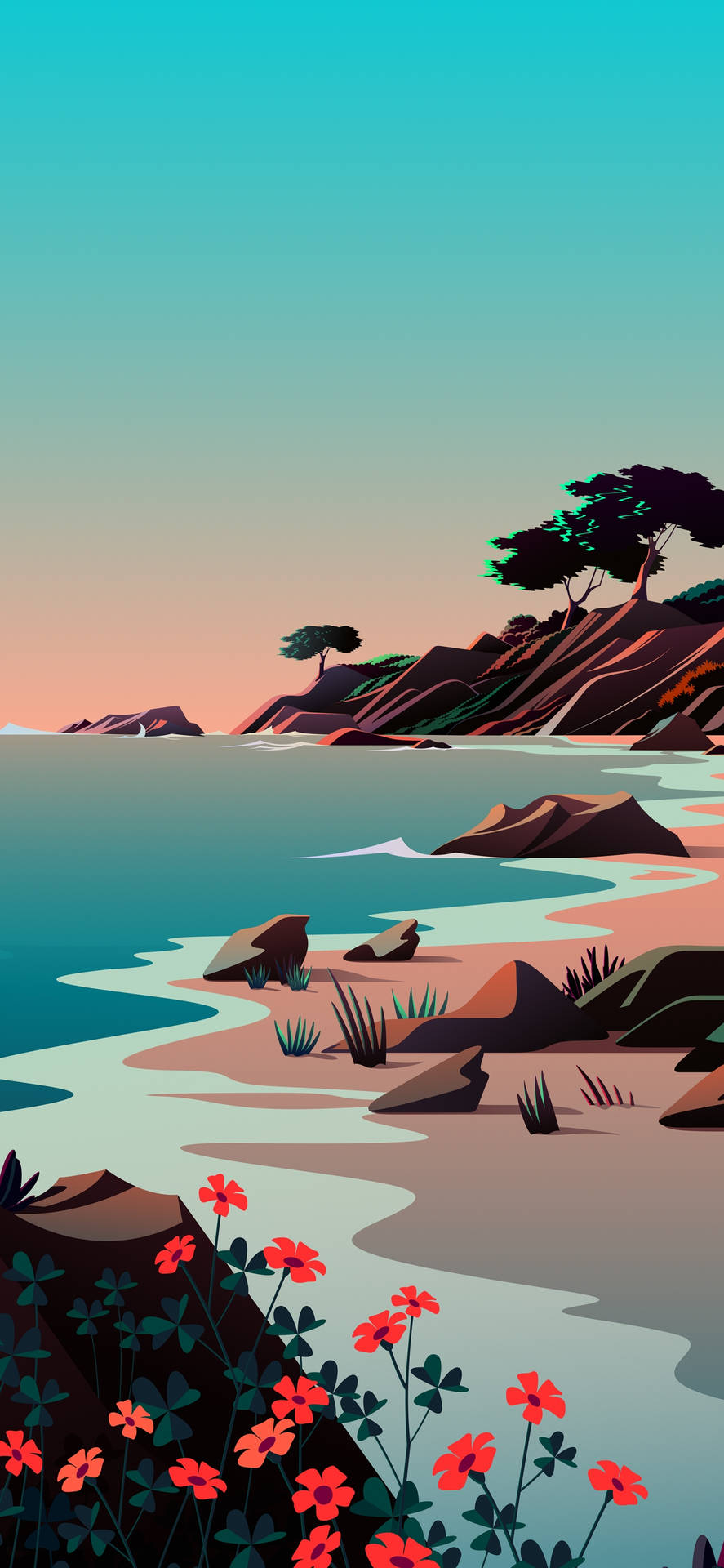 Iphone 12 Pro Beach Art Wallpaper WallpapersOK