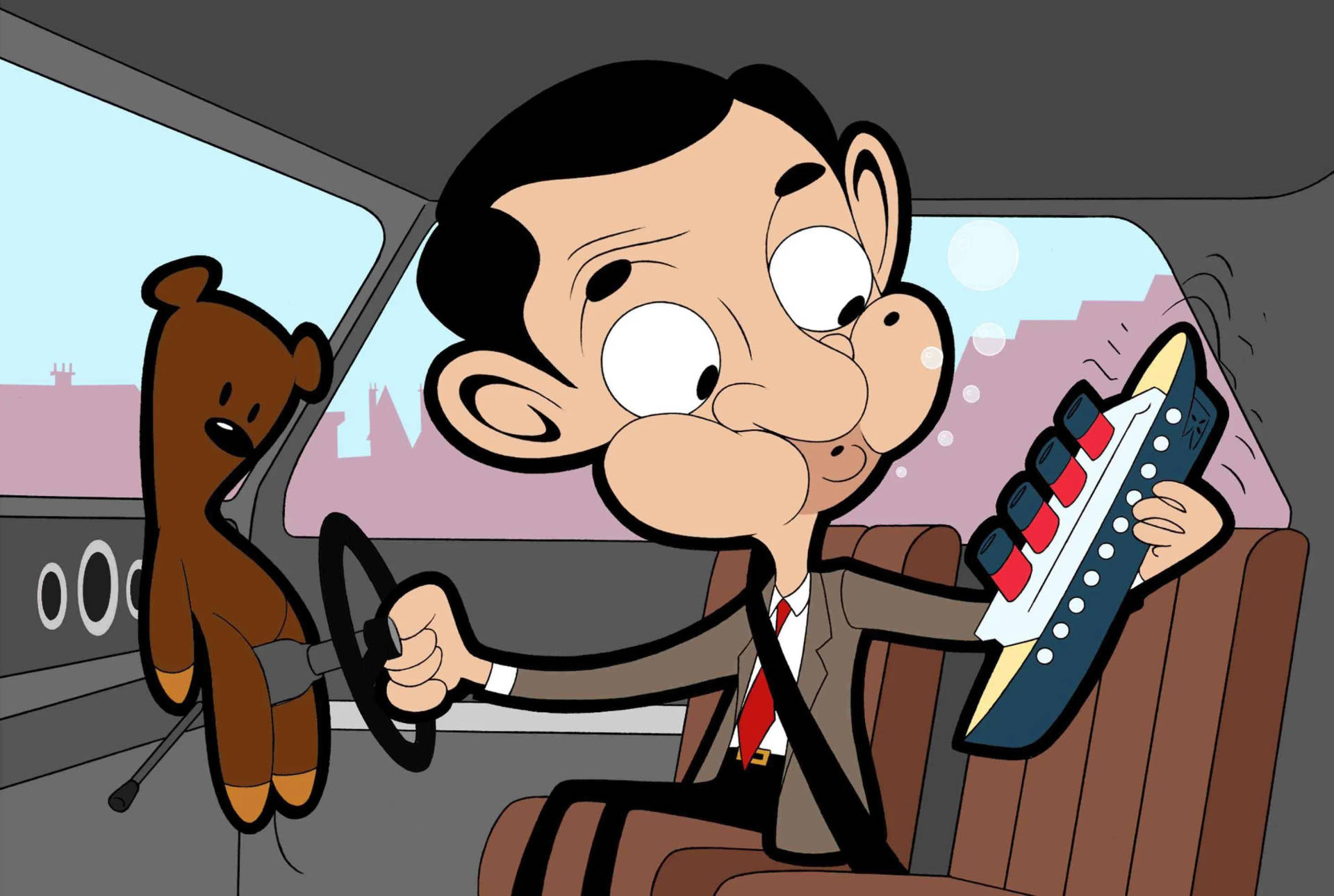 Mr. Bean Cartoon Blue Toy Ship Wallpaper WallpapersOK