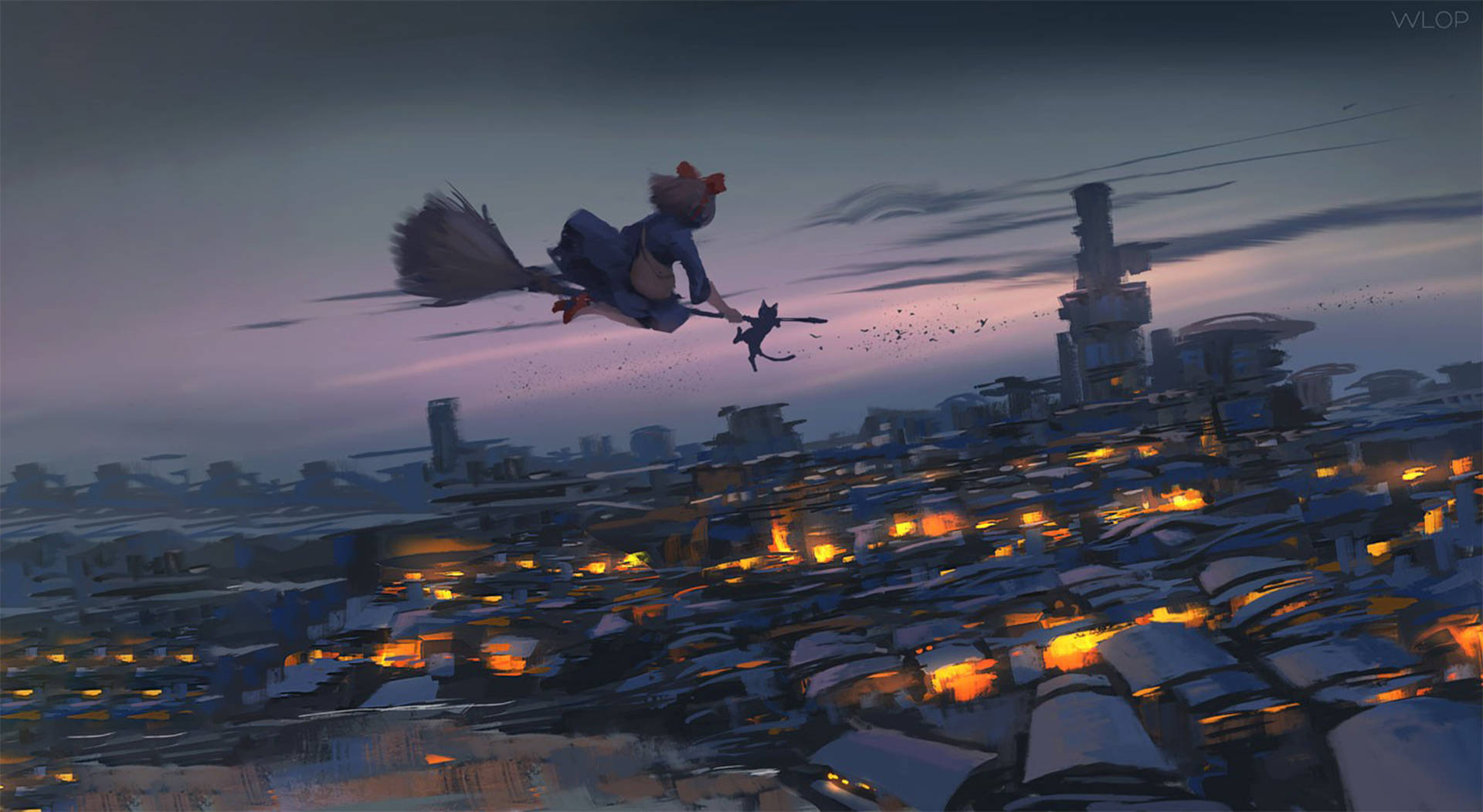 Night Delivery From Kikis Delivery Service Wallpaper WallpapersOK