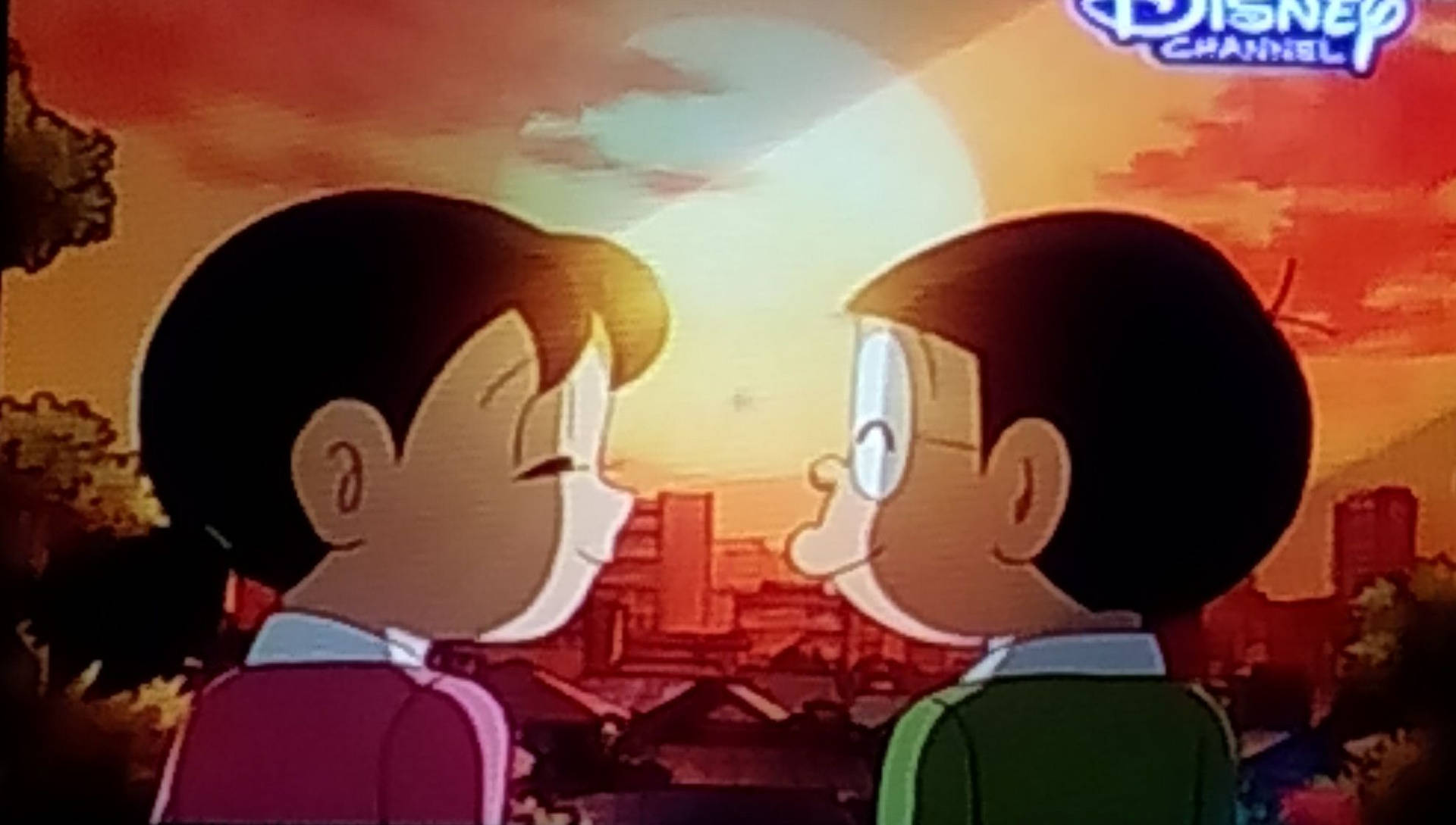 Nobita Shizuka Love Story Sunset Sky Wallpaper WallpapersOK