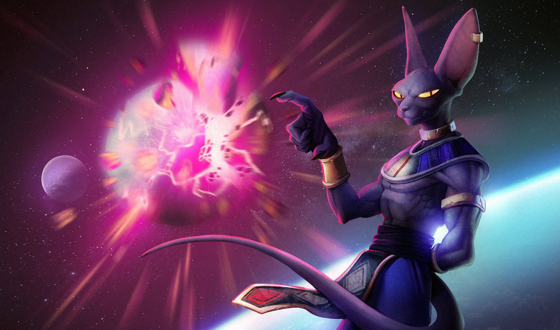 Powerful Beerus In Hd Wallpaper WallpapersOK