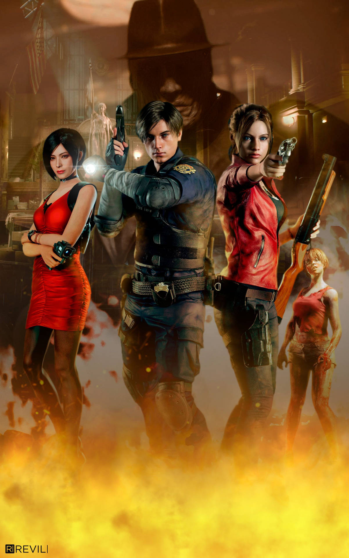Resident Evil 2 Remake Flaming Wallpaper WallpapersOK