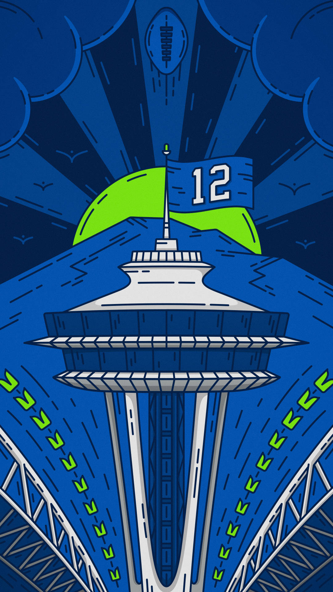 12th Man Flag Space Needle Wallpaper Seattle Space Needle In Seahawks