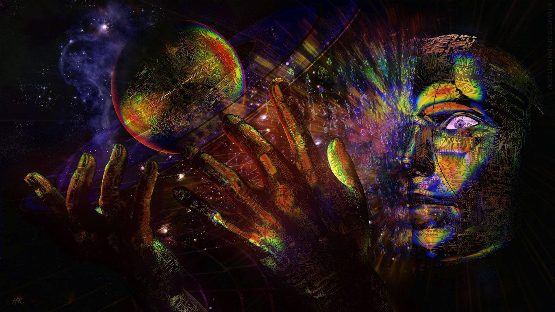 Trippy Dark Art 2048x1152 Daisies Trippy Aesthetic Wallpaper