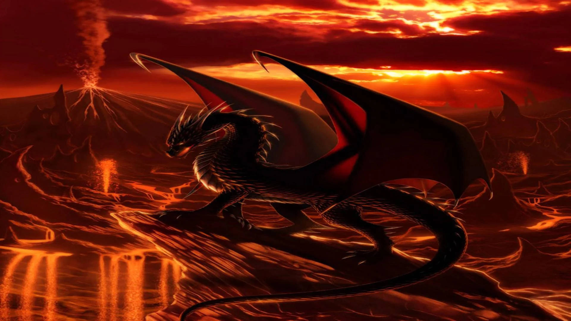 Red Fire Dragon Wallpaper
