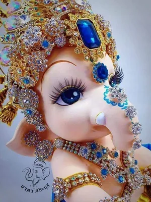 Cute Ganesha Blue Jewels Wallpaper WallpapersOK