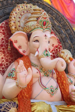 Divine Elegance Vibrant 4k Illustration Of Lord Ganesh Wallpaper WallpapersOK