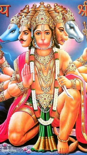 Pink Blue Jai Hanuman Art Wallpaper WallpapersOK